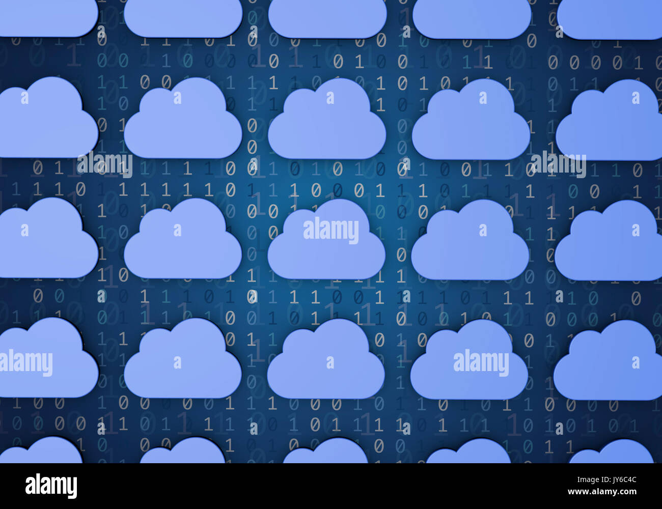 Cloud computing concept. Blue cloud shape on a binary code background. 3D Rendering Stock Photo ...