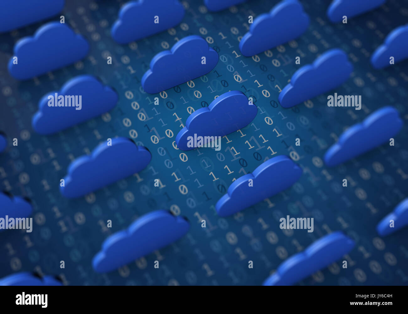 Cloud computing concept. Blue cloud shape on a binary code background. 3D Rendering Stock Photo ...