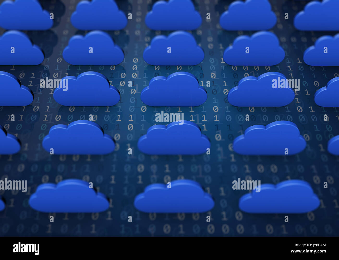 Cloud computing concept. Blue cloud shape on a binary code background. 3D Rendering Stock Photo ...