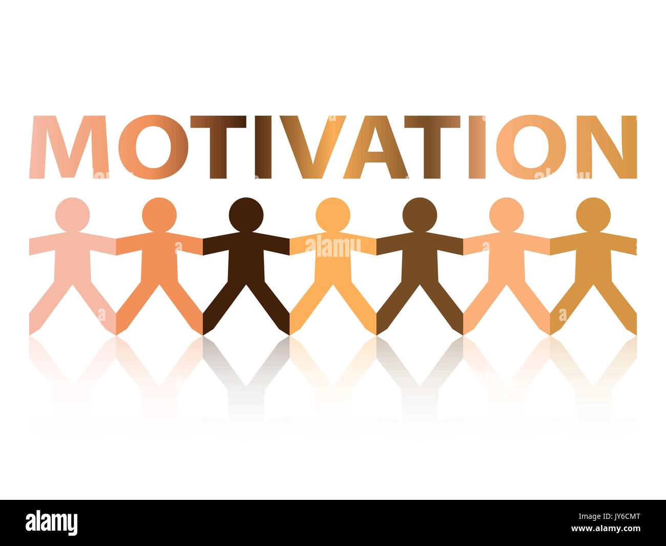 Motivation cut out paper people chain in different skin tone colors ...