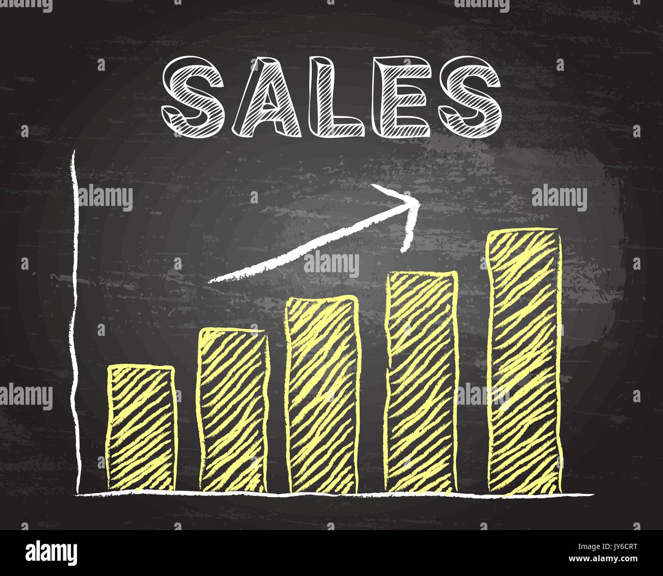 Increasing graph and sales word on blackboard background Stock Vector ...