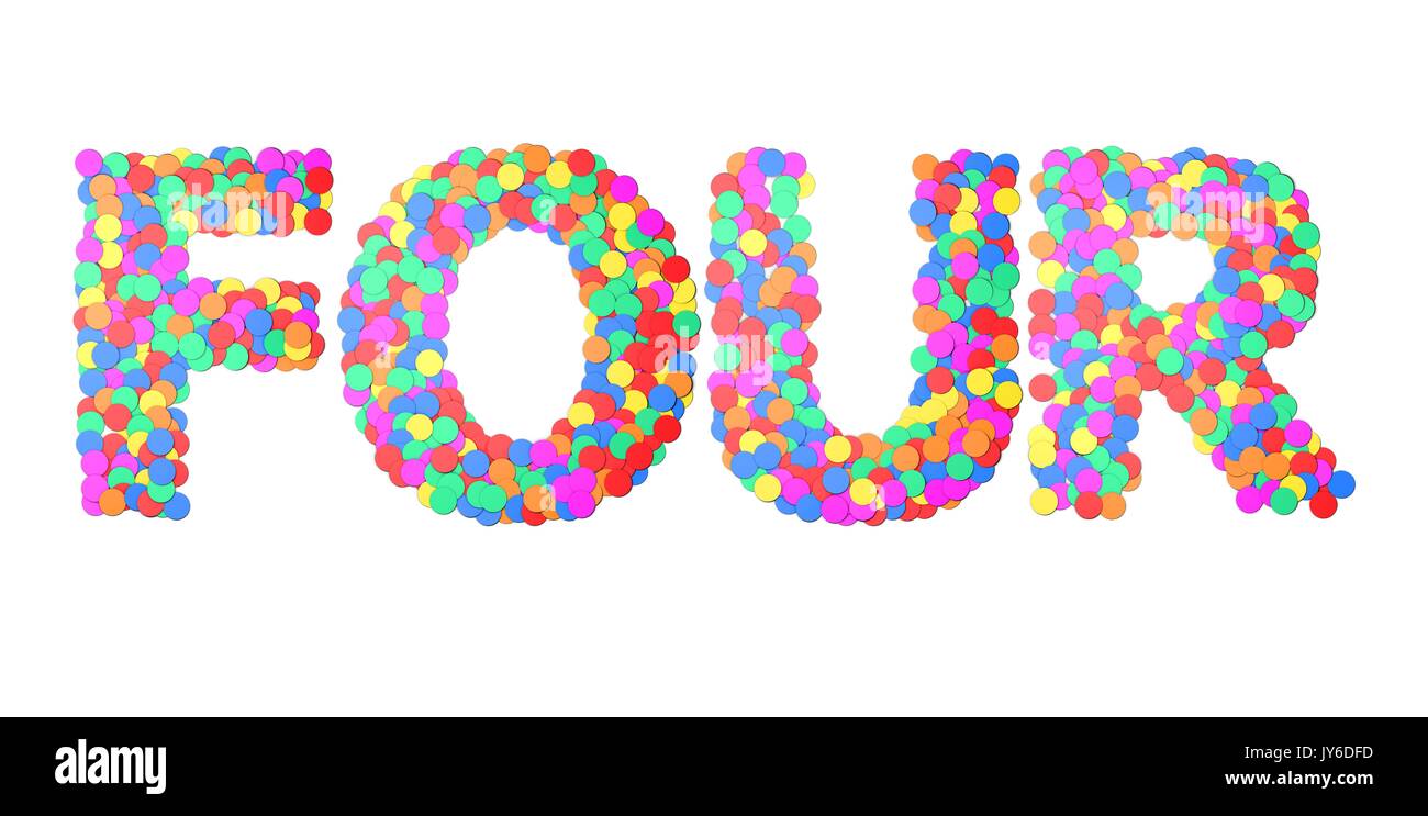 Four confetti type word. 3D rendering Stock Photo - Alamy