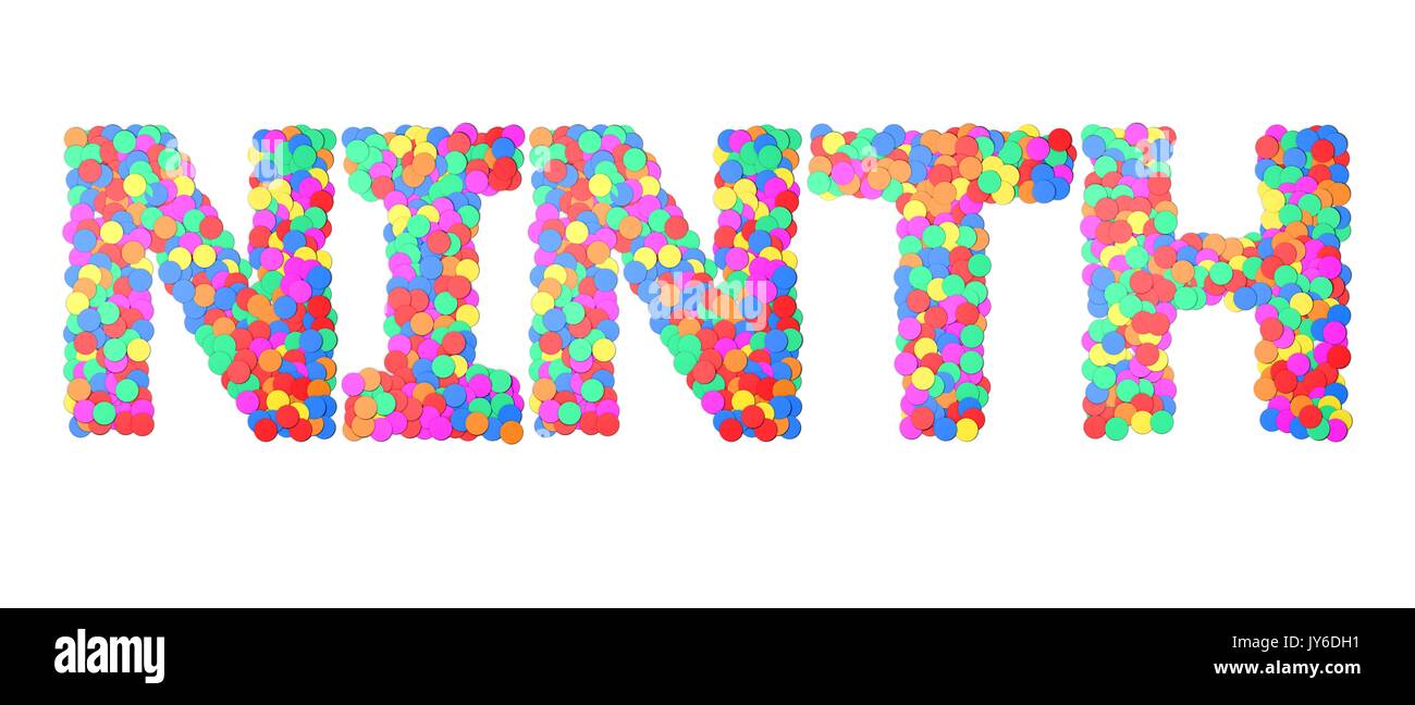 Ninth confetti type word. 3D rendering Stock Photo - Alamy