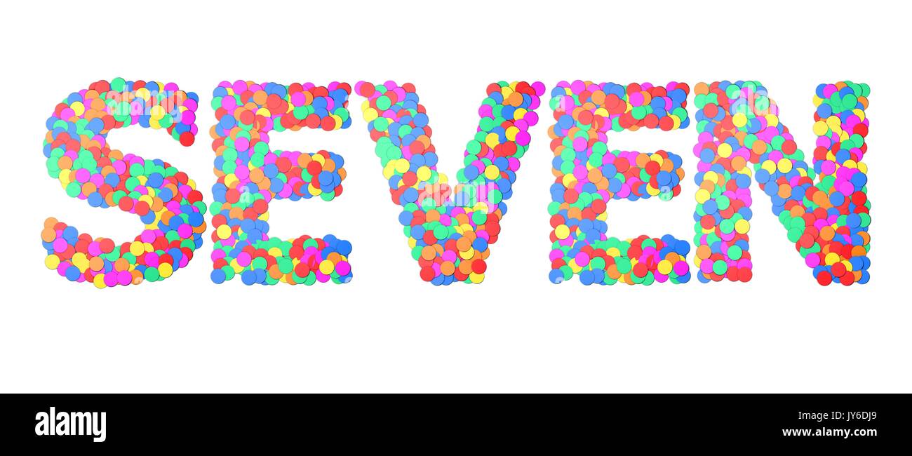 Seven confetti type word. 3D rendering Stock Photo - Alamy