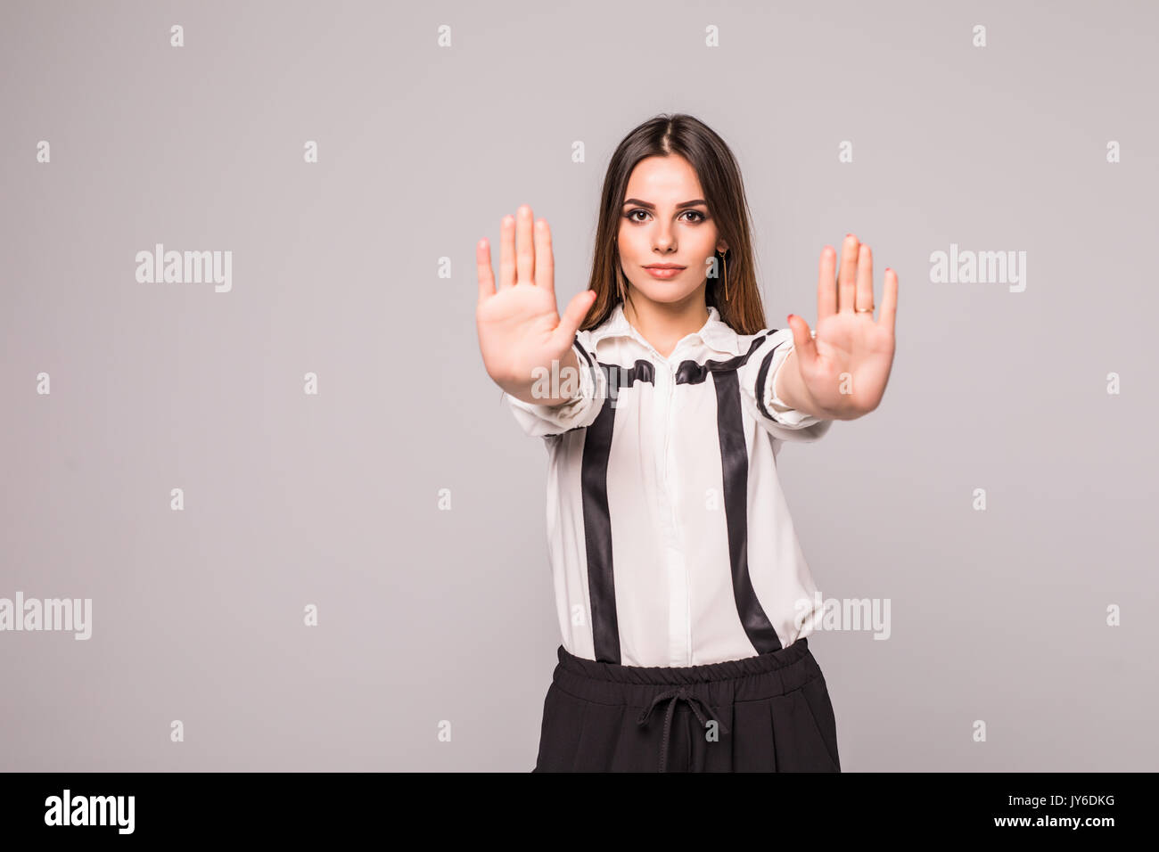 Closeup portrait young annoyed angry woman with bad attitude giving ...