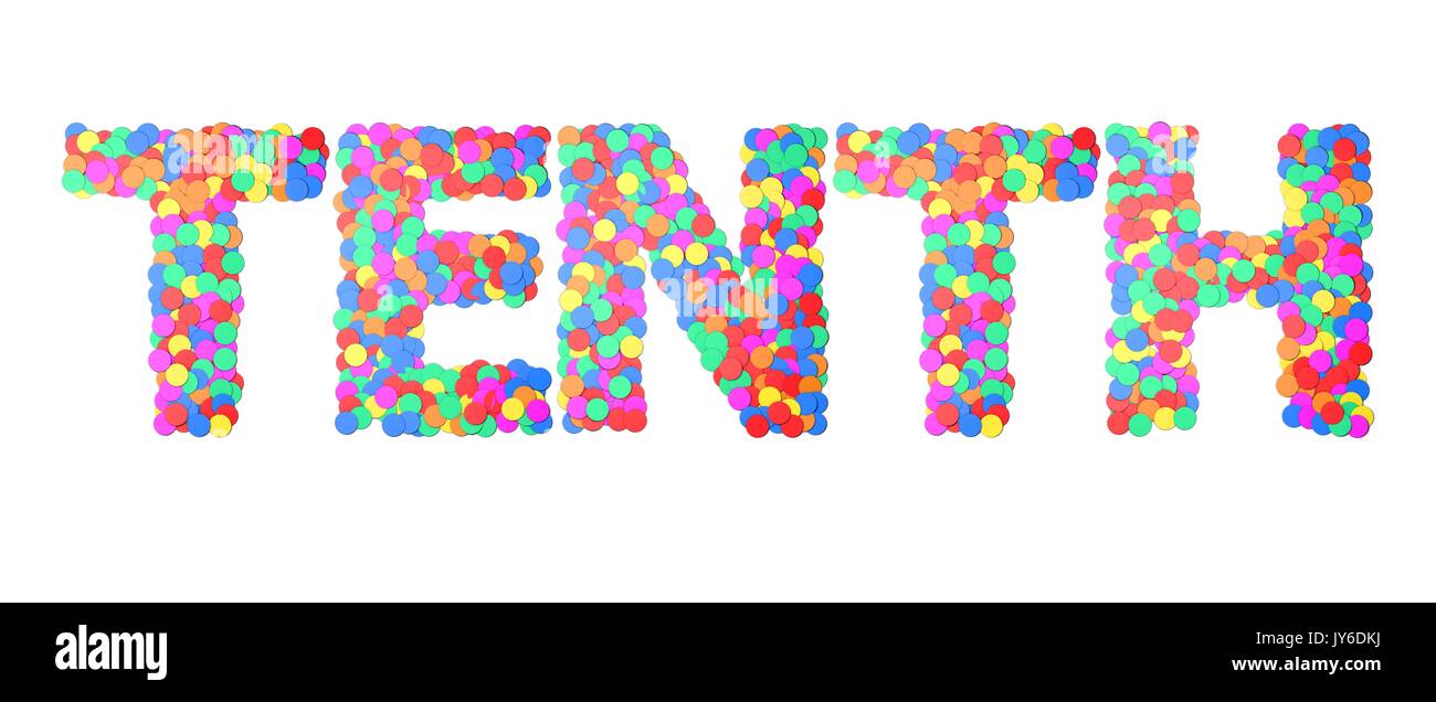 Tenth confetti type word. 3D rendering Stock Photo - Alamy