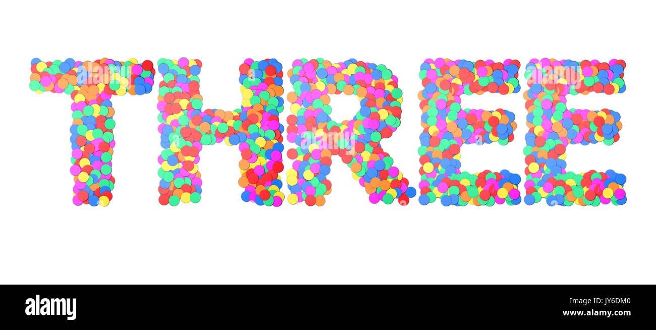 Three confetti type word. 3D rendering Stock Photo - Alamy
