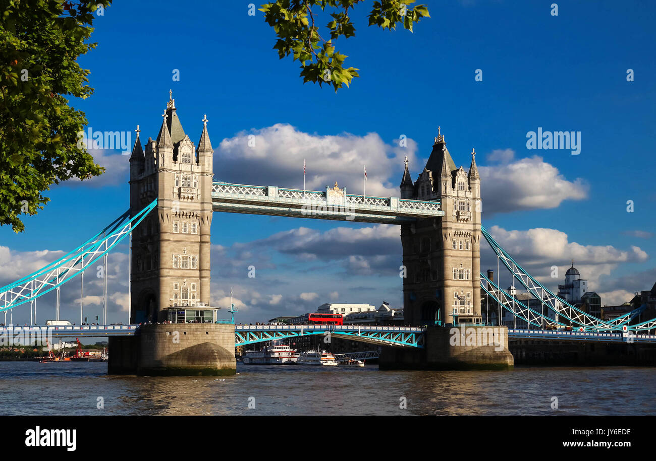 The Tower Bridge in London in a beautiful summer day, England, United ...