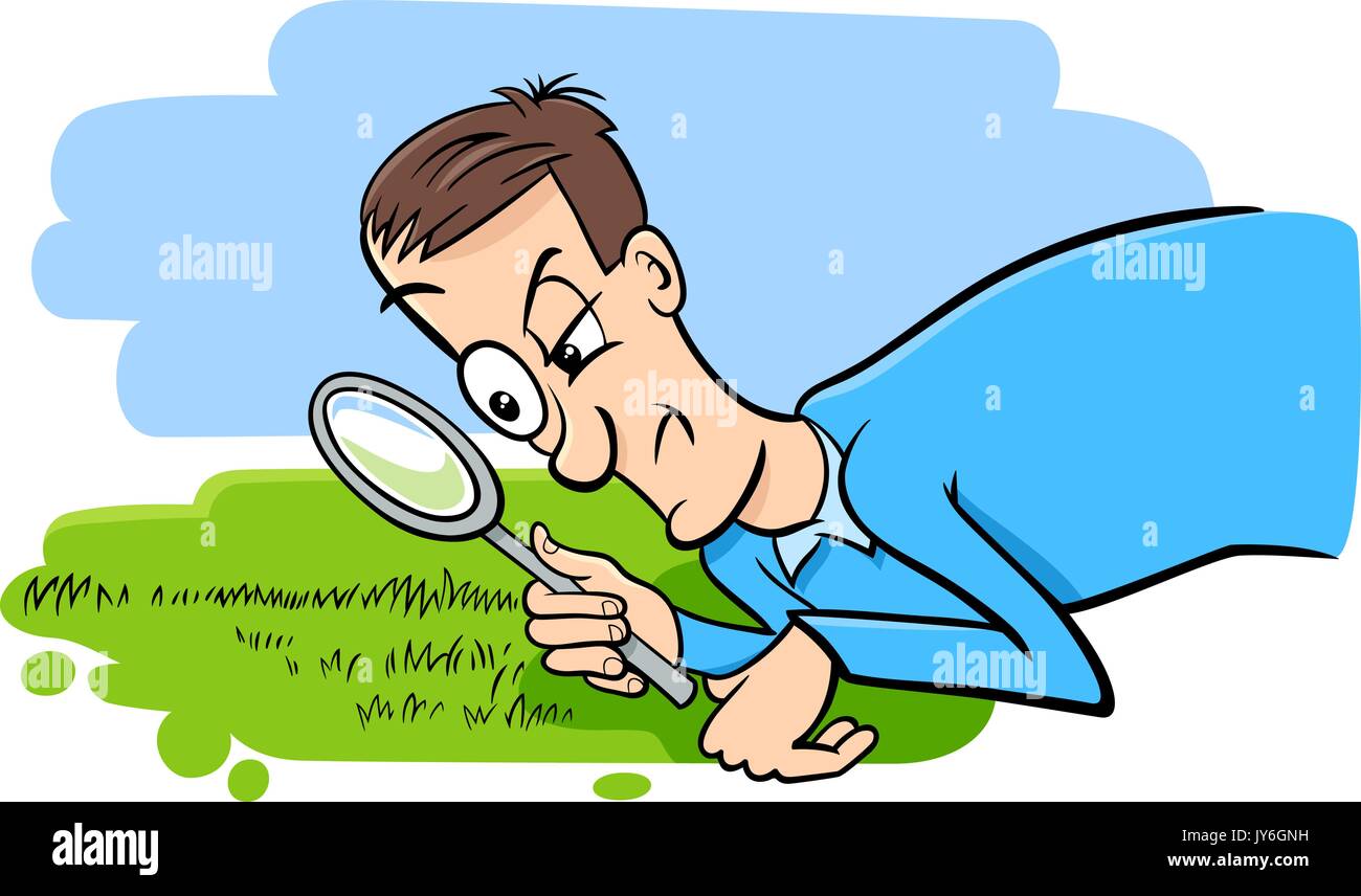 Cartoon Humorous Concept Illustration of Watching the Grass Grow Saying ...