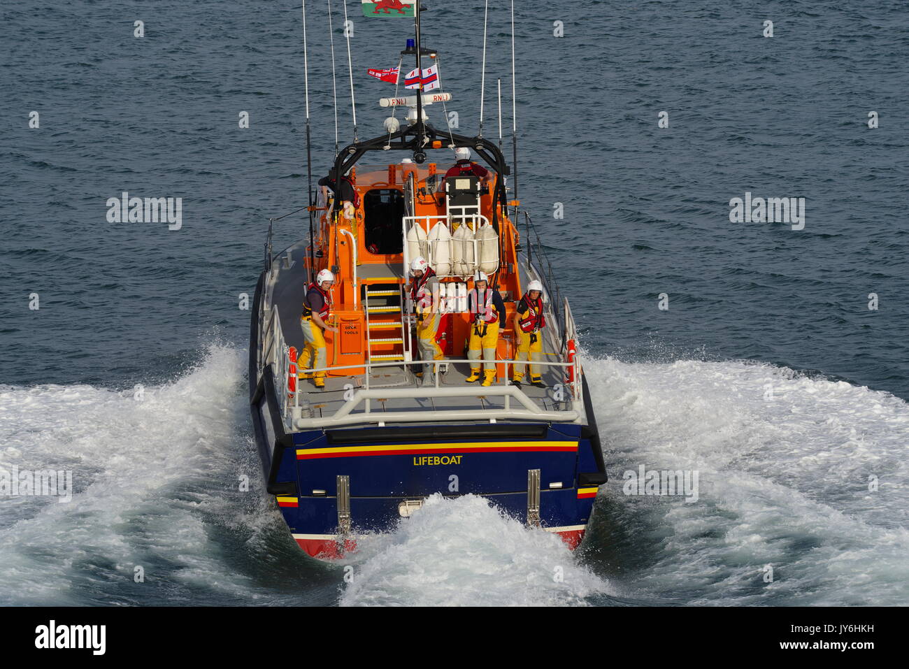Moelfre Lifeboat Launch Stock Photo - Alamy