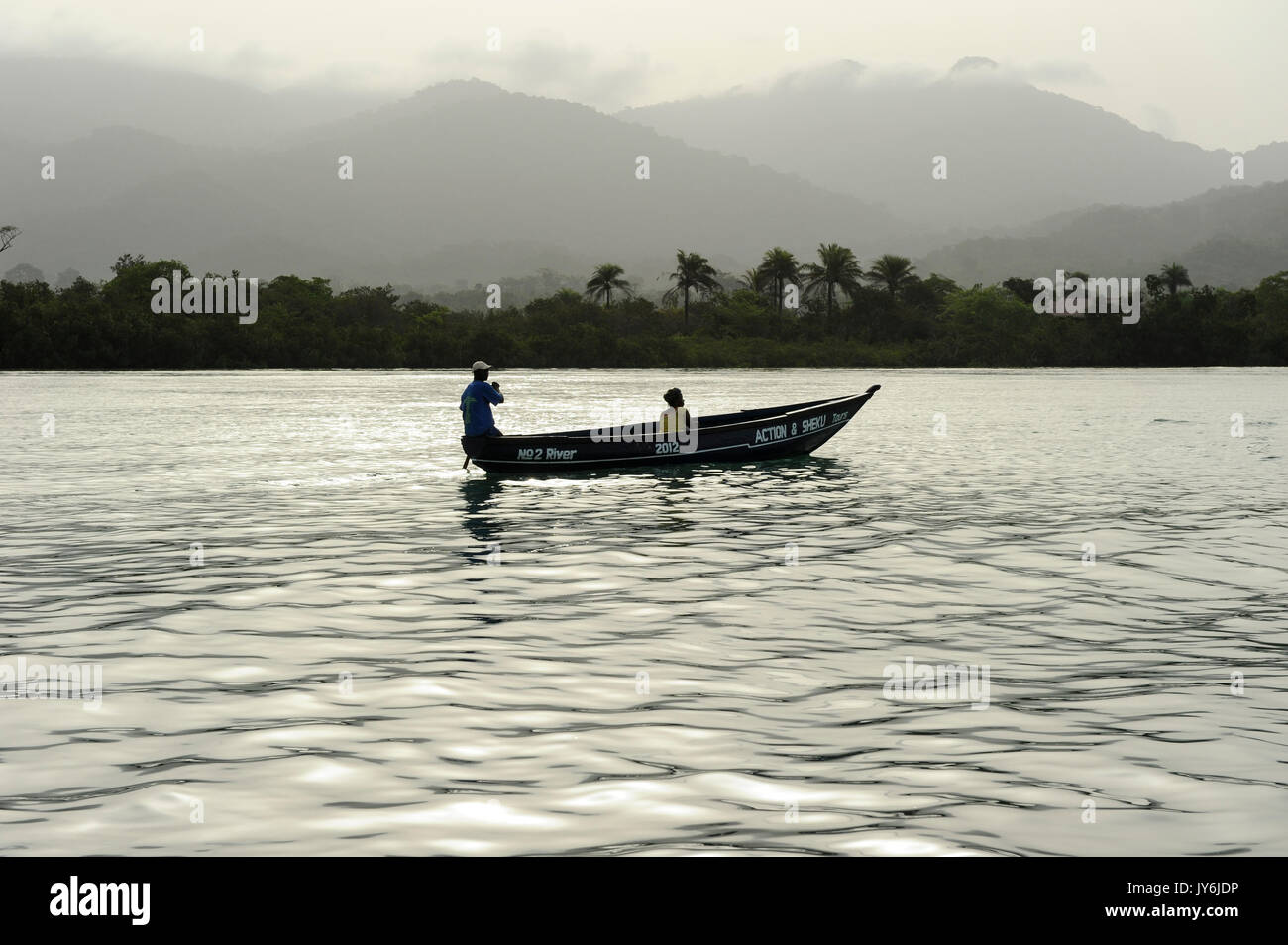SIERRA LEONE, boat trip along the coast of atlantic ocean from river No ...