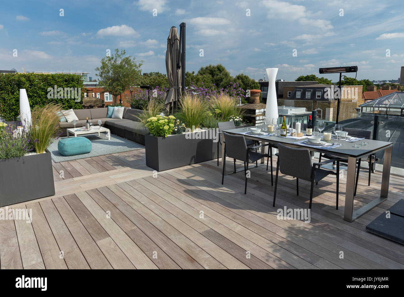 Luxurious roof terrace in London with hardwood timber decking ...