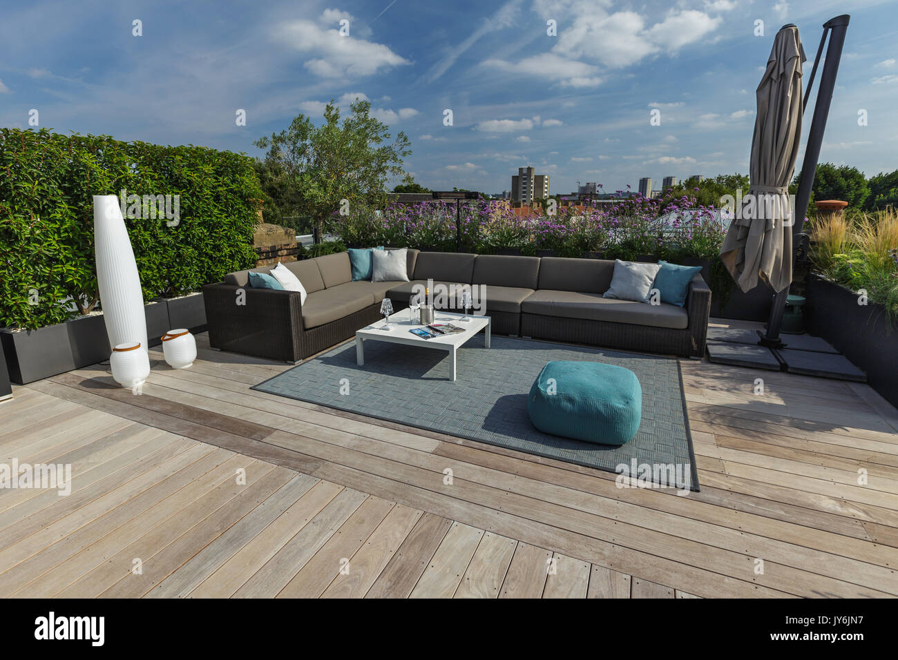 Luxurious roof terrace in London with hardwood timber decking ...