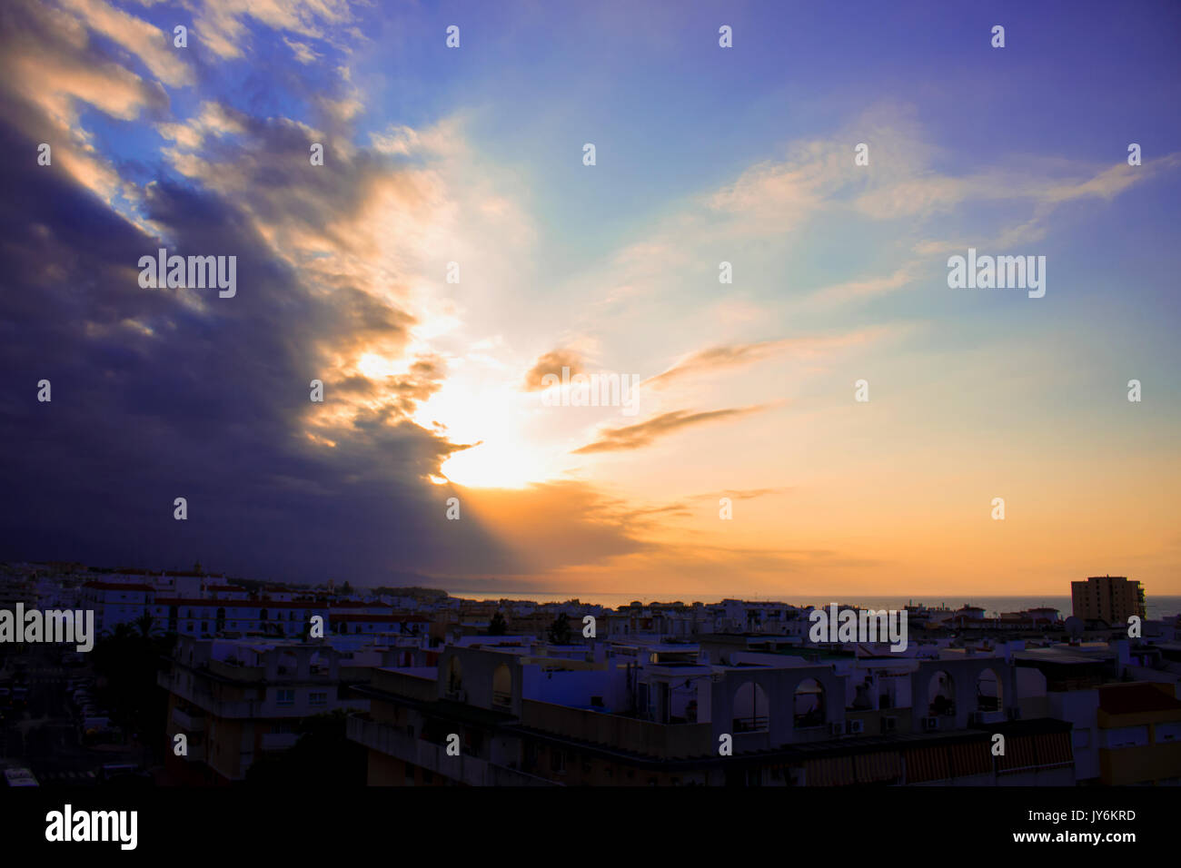 Dawn. Spanish landscape. Estepona city, Costa del Sol, Andalusia, Spain ...