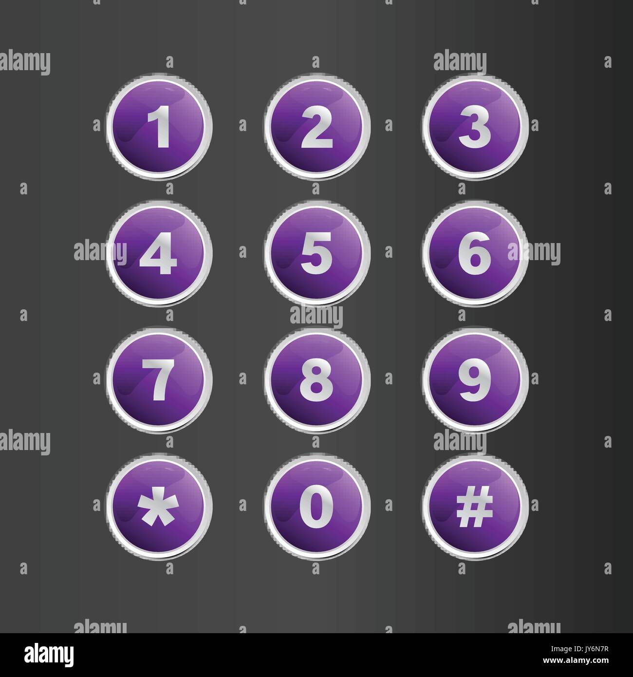 Phone number violet button on gray background, stock vector Stock ...