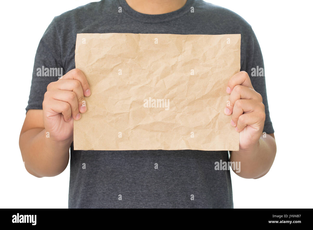 Hands and crumpled paper isolated on white background Stock Photo - Alamy