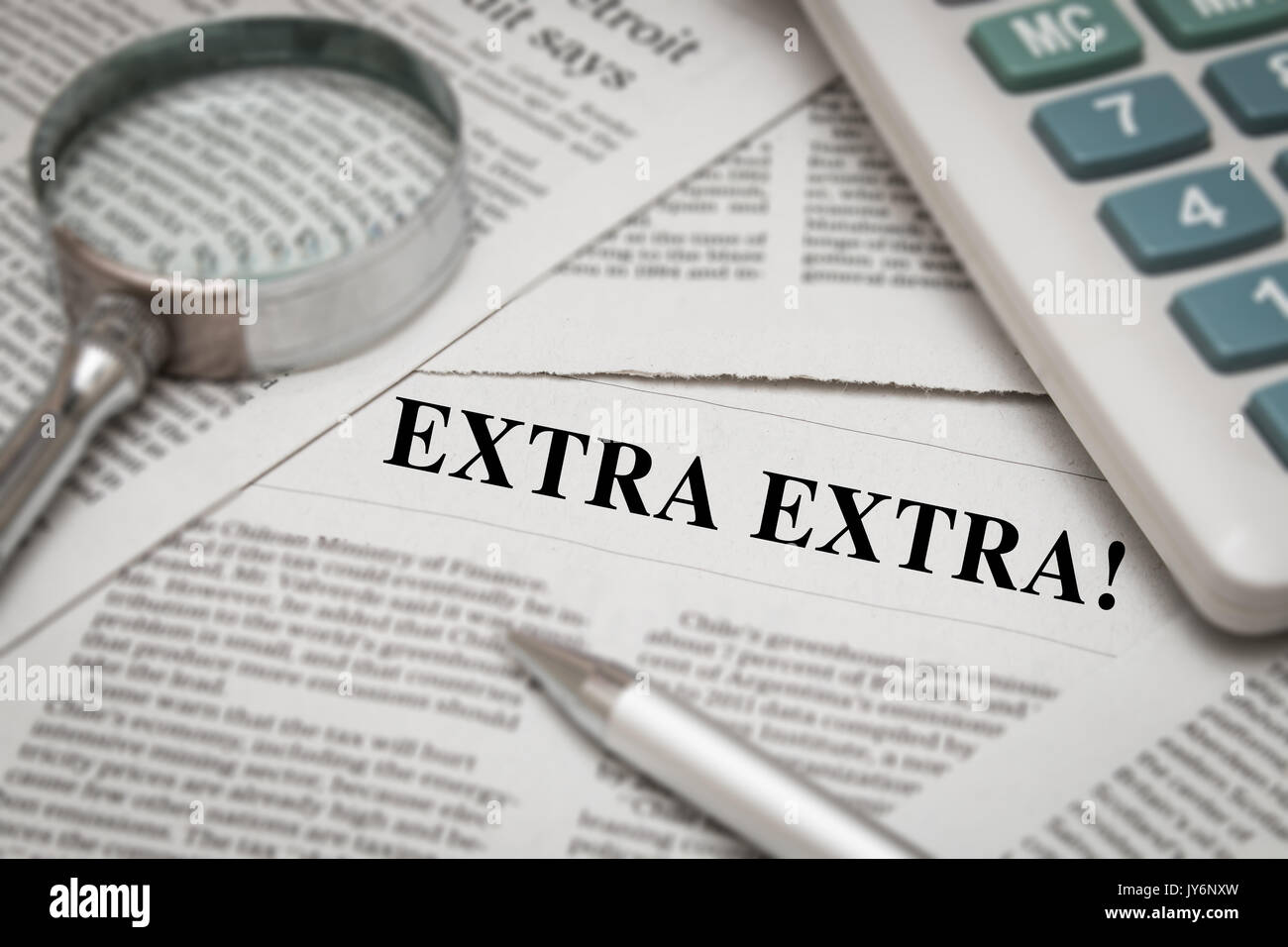 extra! extra! headline on newspaper Stock Photo - Alamy