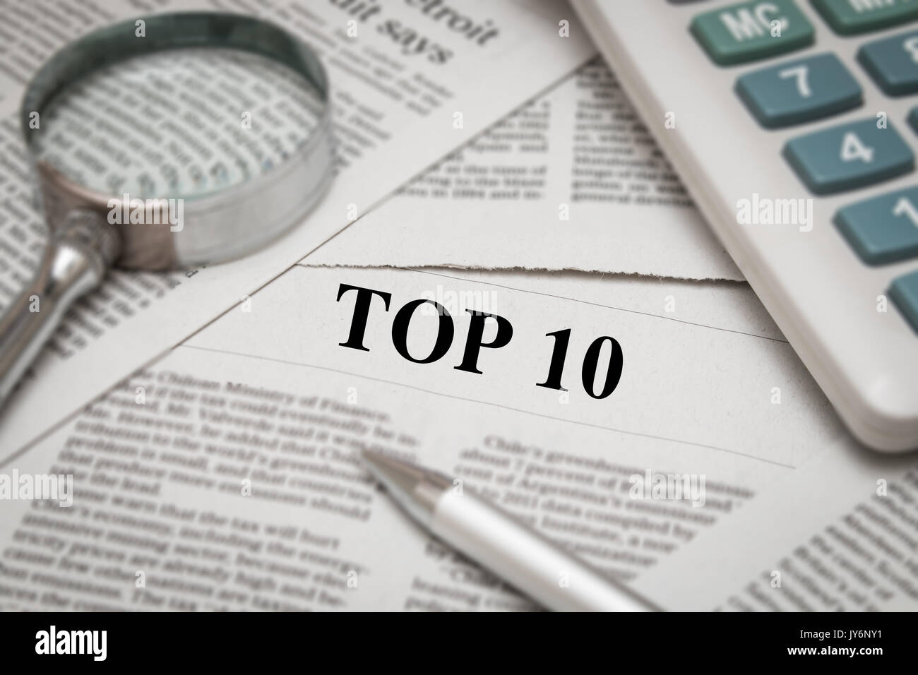 top 10 headline on newspaper Stock Photo - Alamy