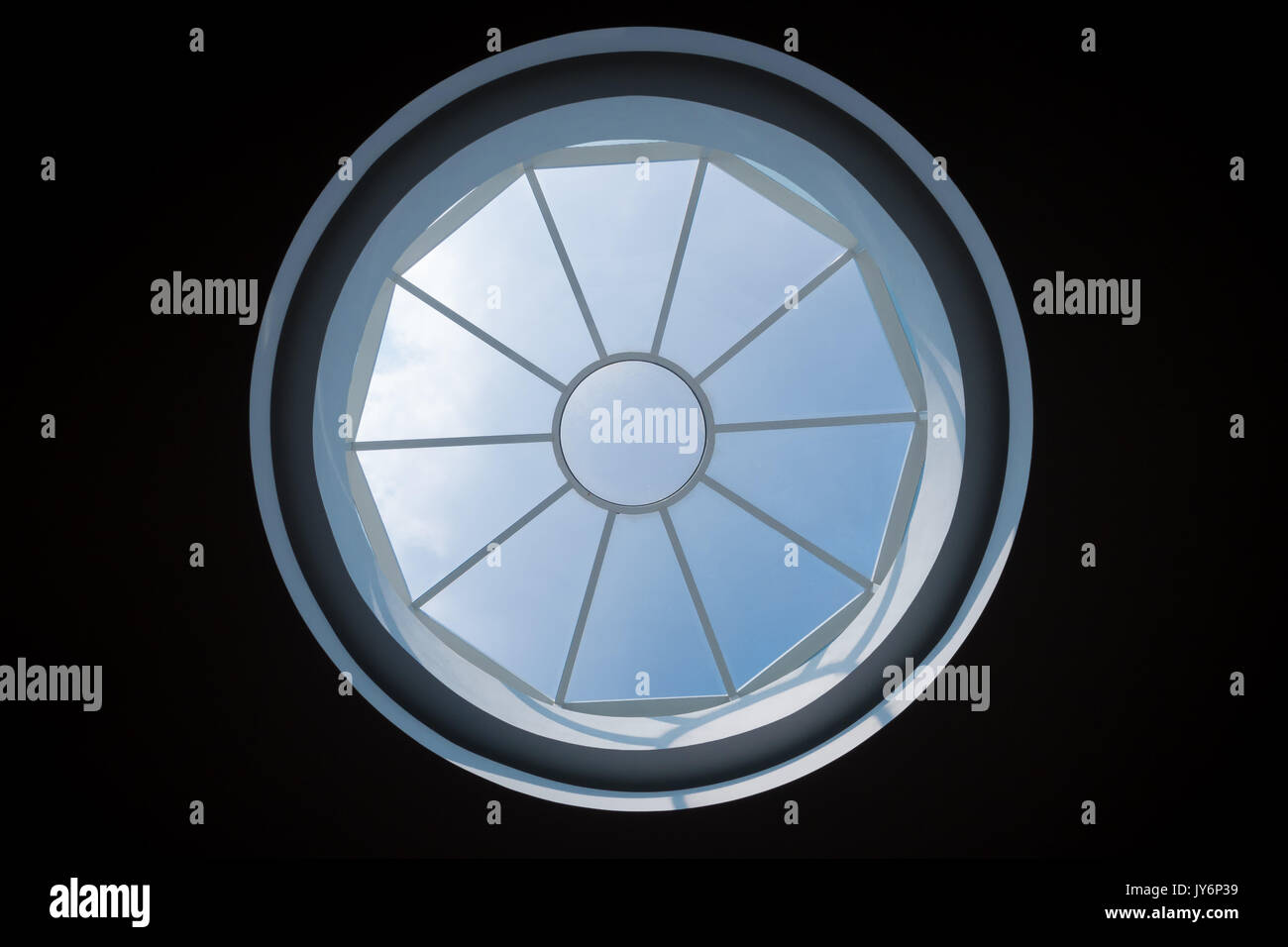 circular skylight on ceiling with blue sky Stock Photo - Alamy