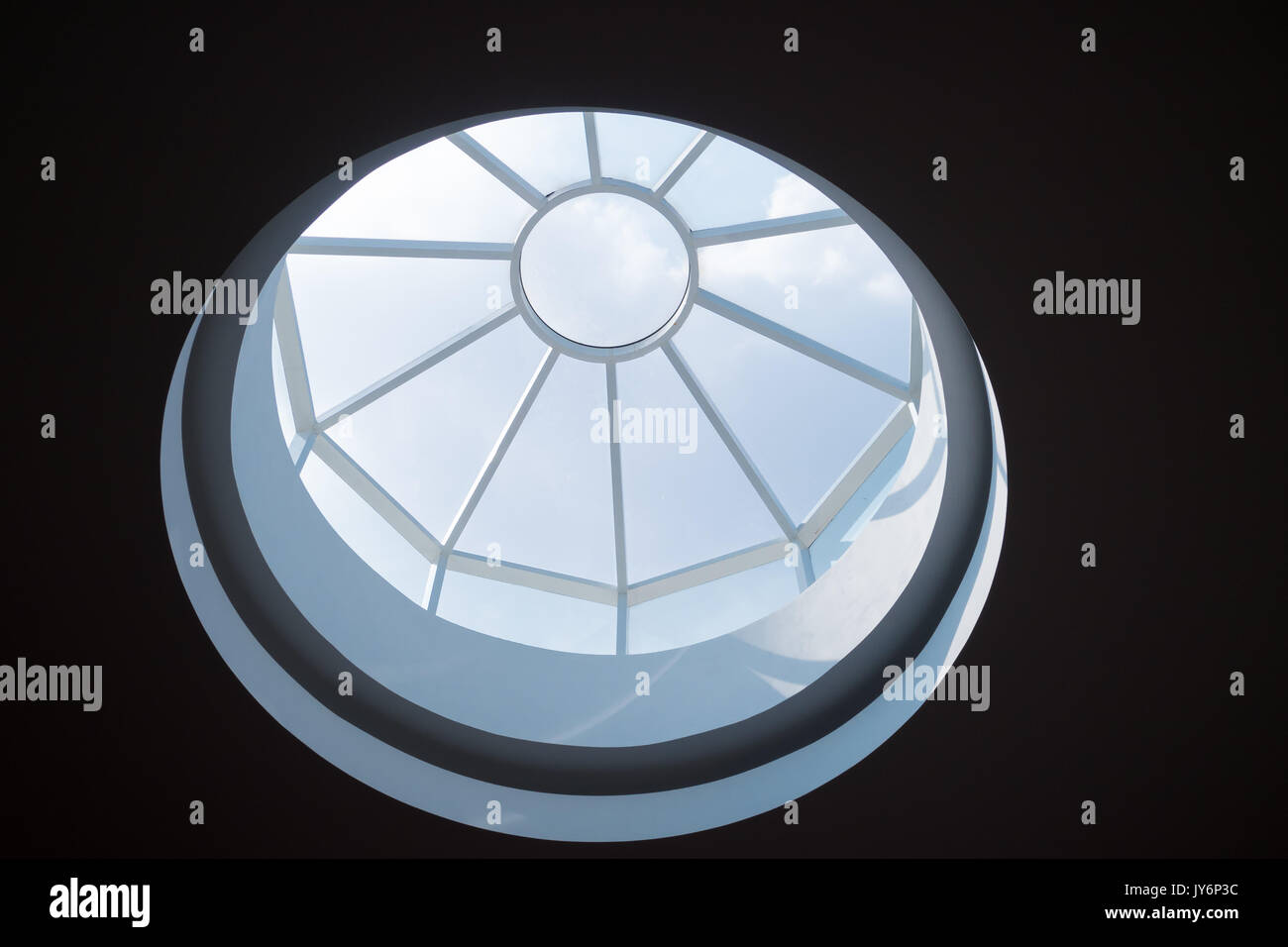 circular skylight on ceiling with blue sky Stock Photo - Alamy