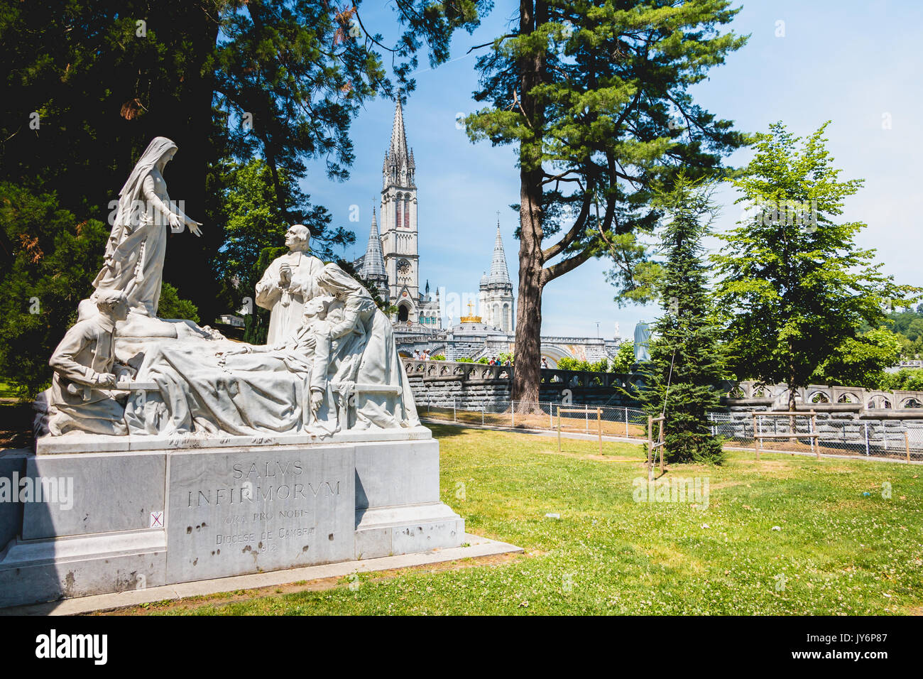 Lourdes, FRANCE, June 22, 2017 - Detail of the architecture of the ...