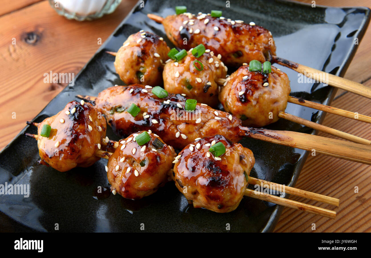 Tsukune japanese chicken meatball hi-res stock photography and images ...