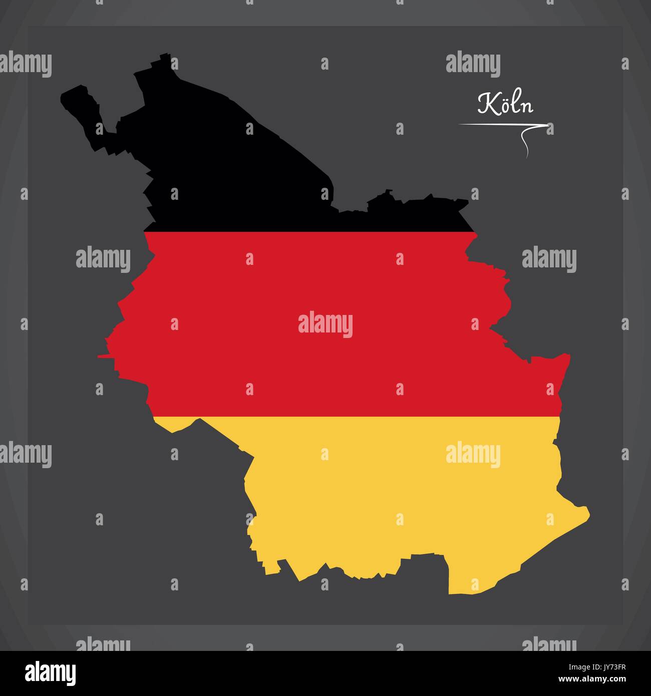 Cologne map with German national flag illustration Stock Vector Image ...