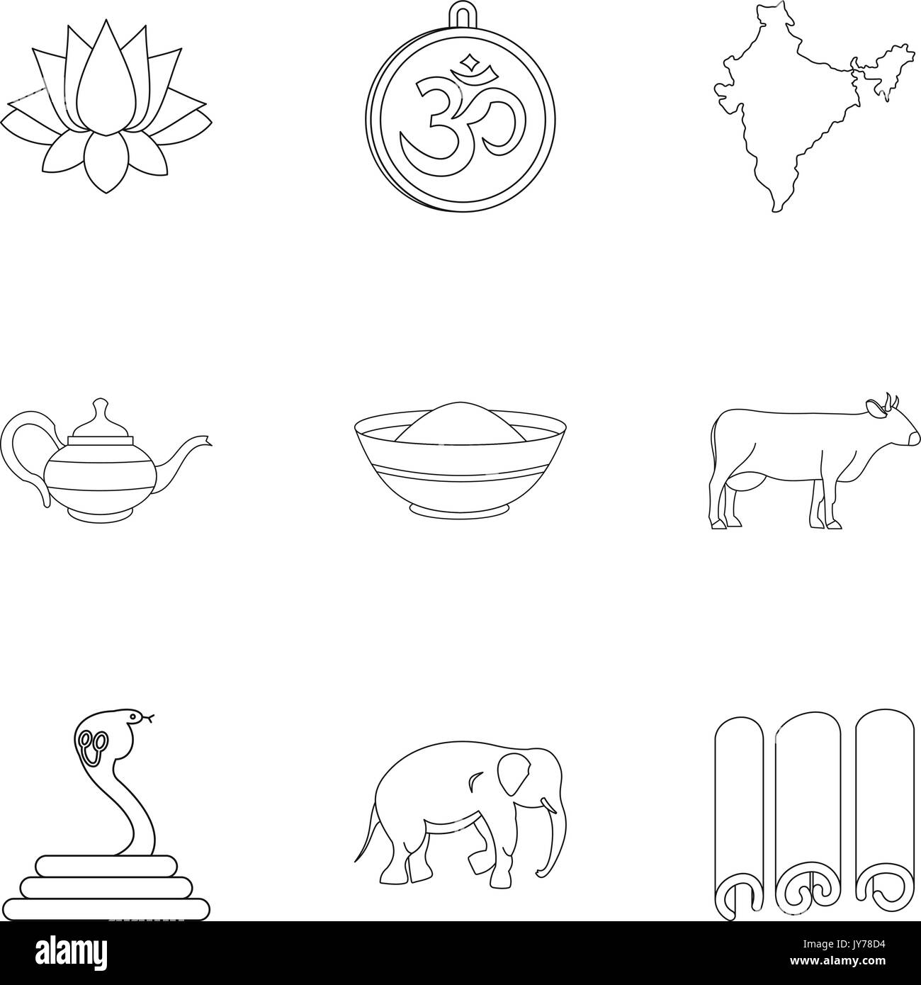 India icon set, outline style Stock Vector Image & Art - Alamy