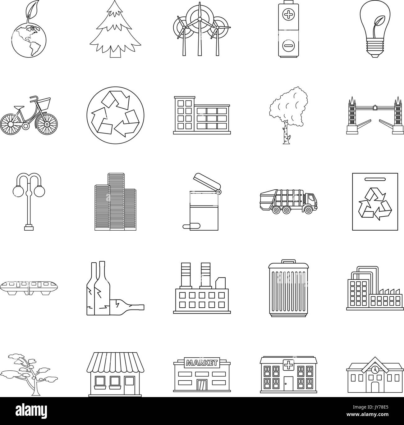 Clean city icons set, outline style Stock Vector Image & Art - Alamy