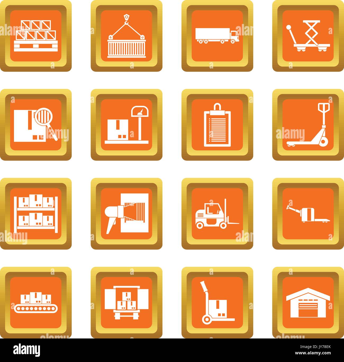 Logistic icons set orange Stock Vector Image & Art - Alamy