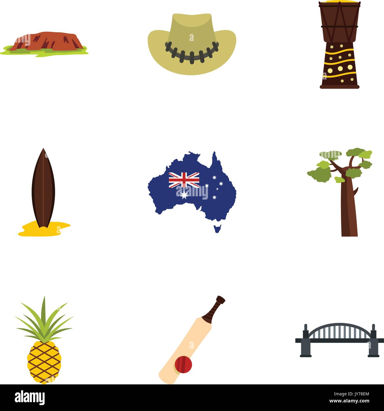 Landmarks of Australia icon set, flat style Stock Vector Image & Art ...