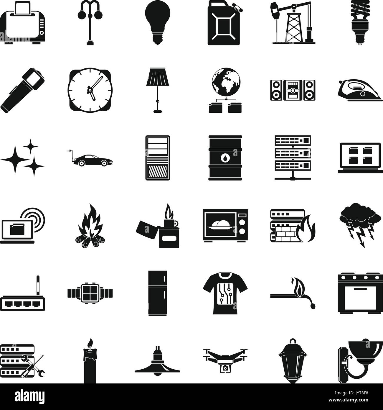 Electricity signal icons set, simple style Stock Vector Image & Art - Alamy