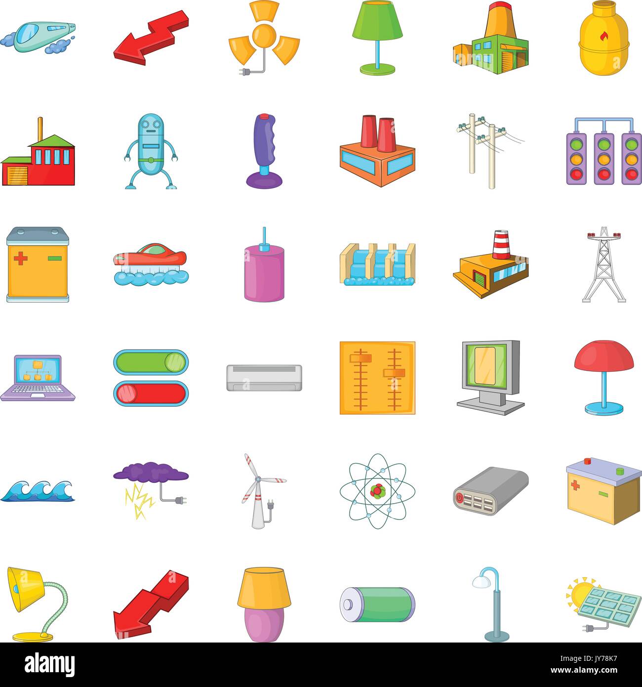 Electricity lamp icons set, cartoon style Stock Vector Image & Art - Alamy