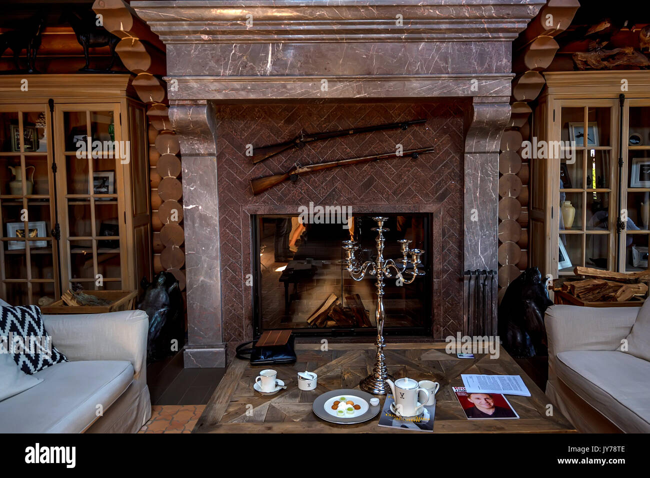 Wooden interior of a hall in cottage Stock Photo - Alamy
