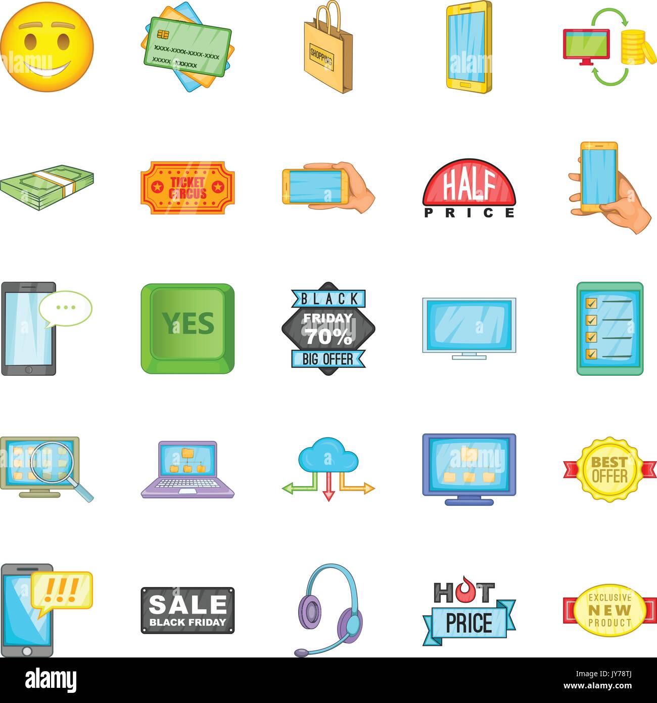 Electronic commerce icons set, cartoon style Stock Vector Image & Art ...