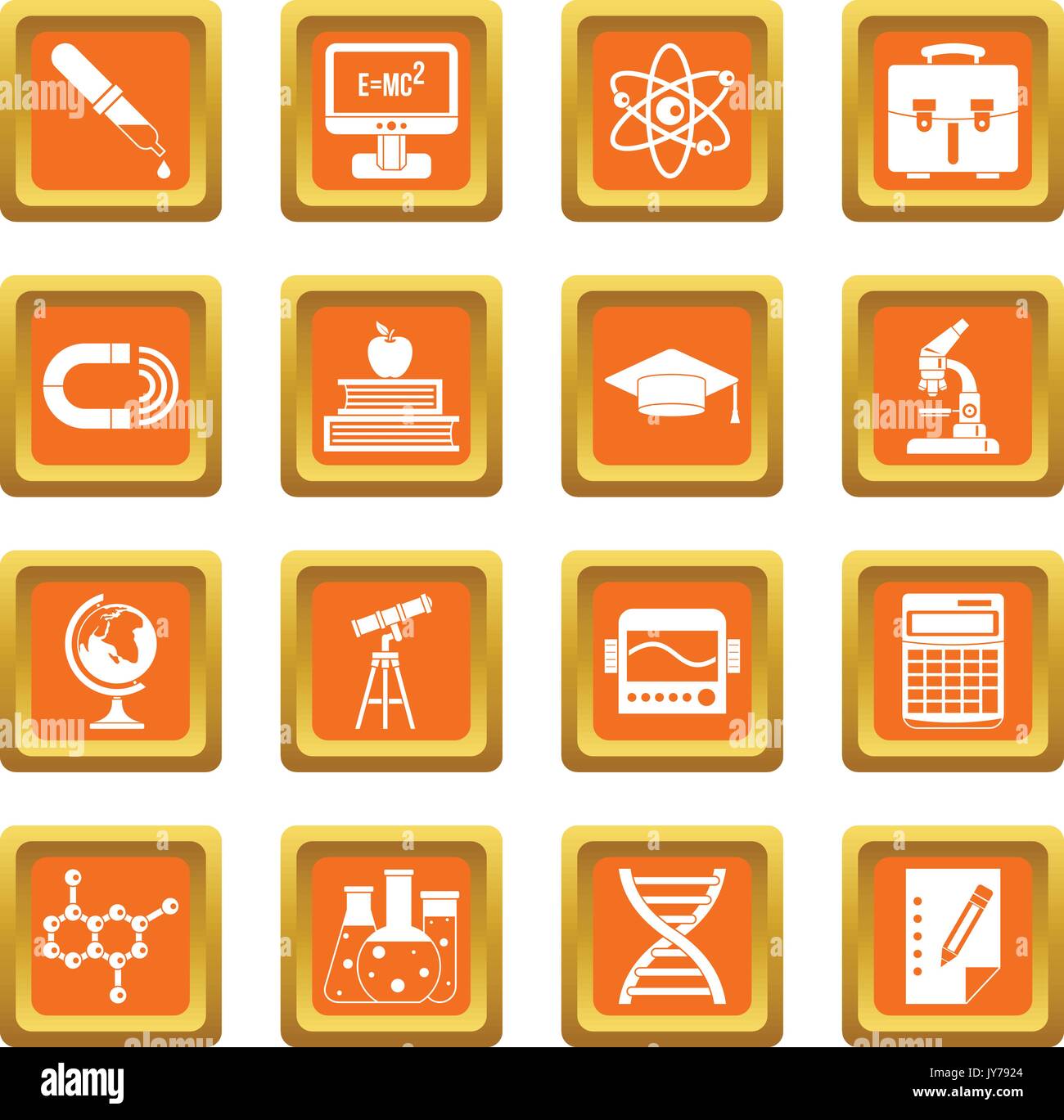 Education icons set orange Stock Vector Image & Art - Alamy