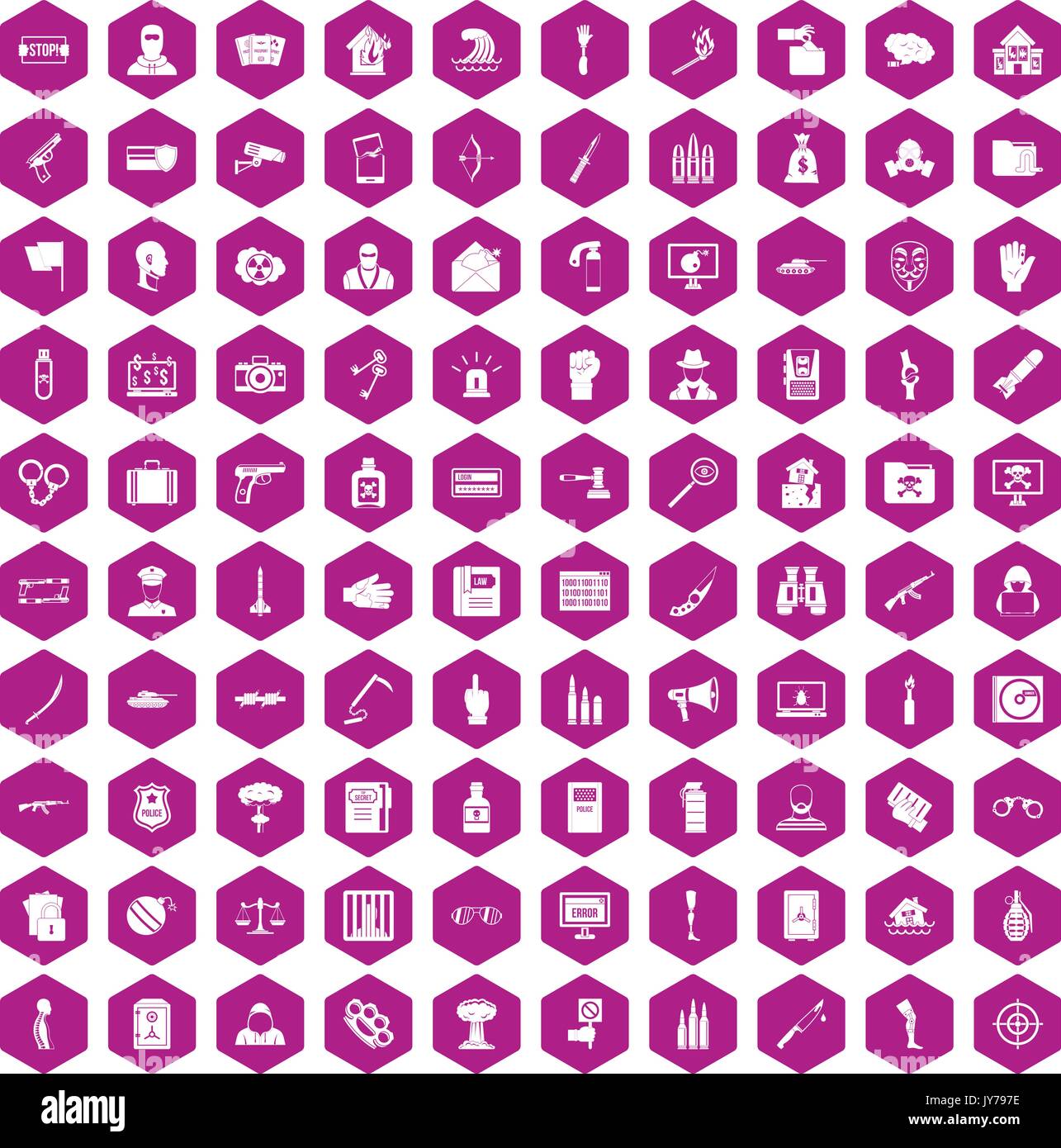 100 violation icons hexagon violet Stock Vector Image & Art - Alamy