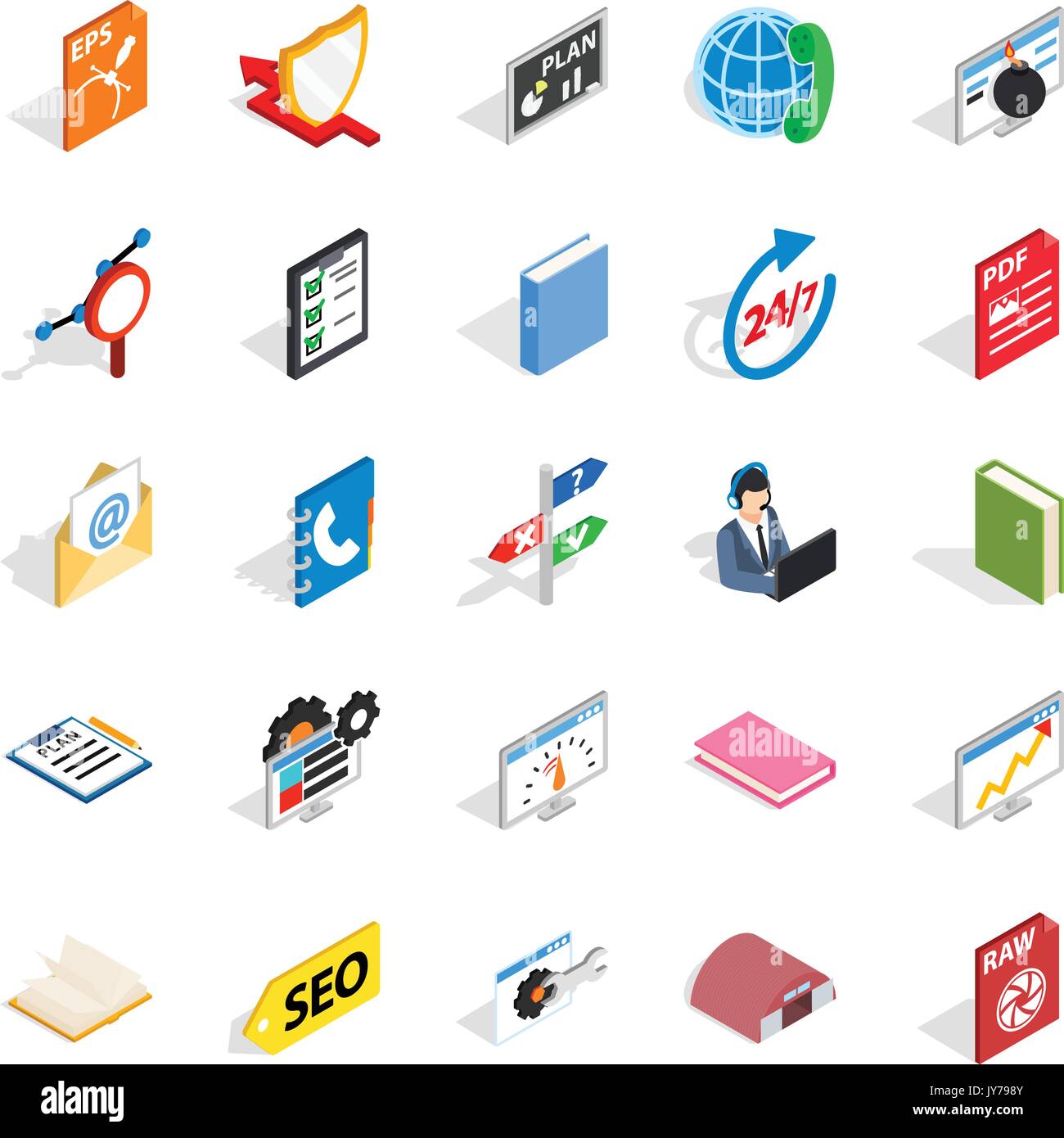 Learning icons set, isometric style Stock Vector Image & Art - Alamy