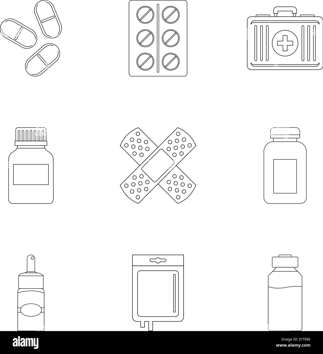 Medical care icon set, outline style Stock Vector Image & Art - Alamy