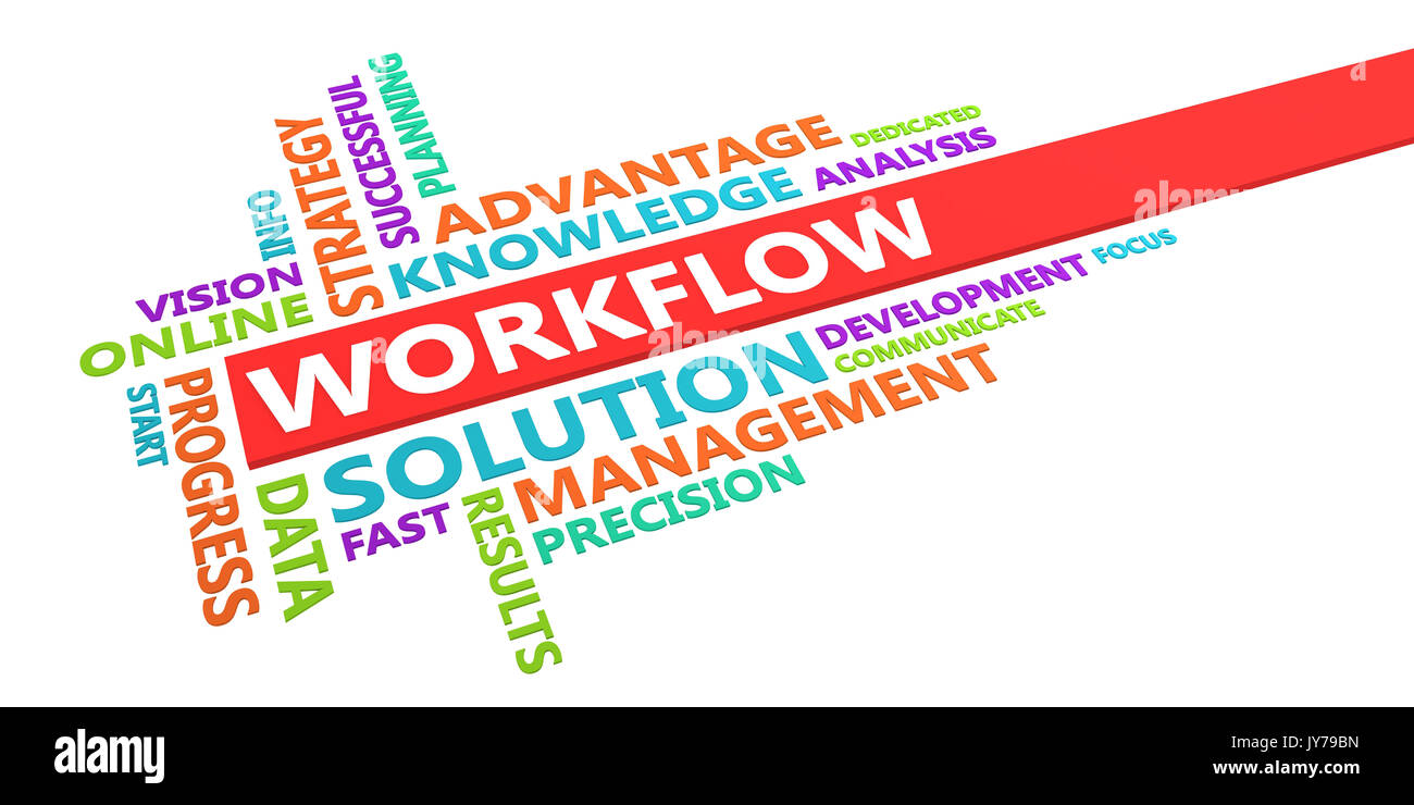 Workflow Word Cloud Concept Isolated on White Stock Photo - Alamy