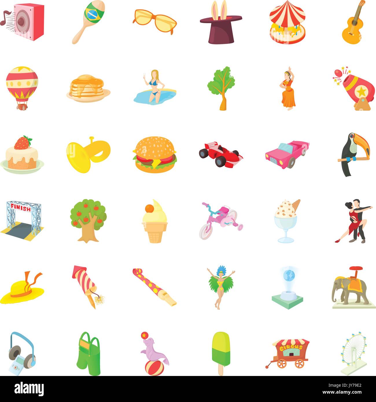 Amusement activity icons set, cartoon style Stock Vector Image & Art ...