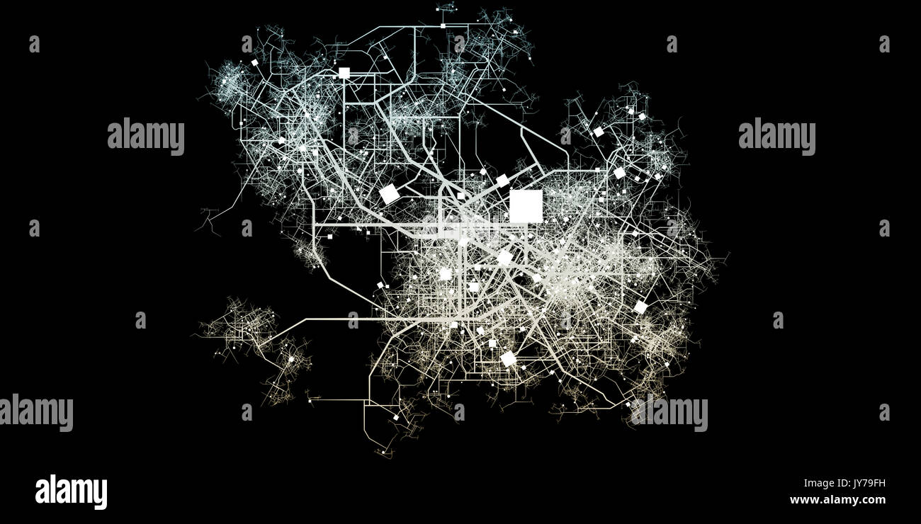 Intricate Fictional City Map with Roads and Buildings Top View Stock ...
