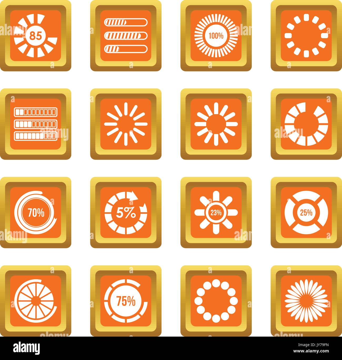 Loading bars and preloaders icons set orange Stock Vector Image & Art ...