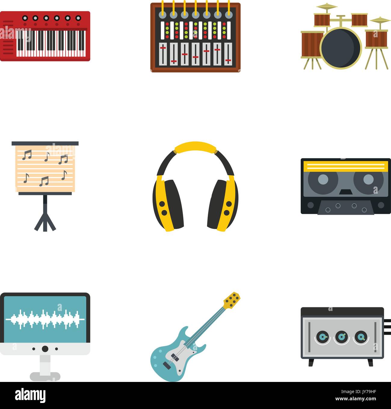 Sound studio icon set, flat style Stock Vector Image & Art - Alamy