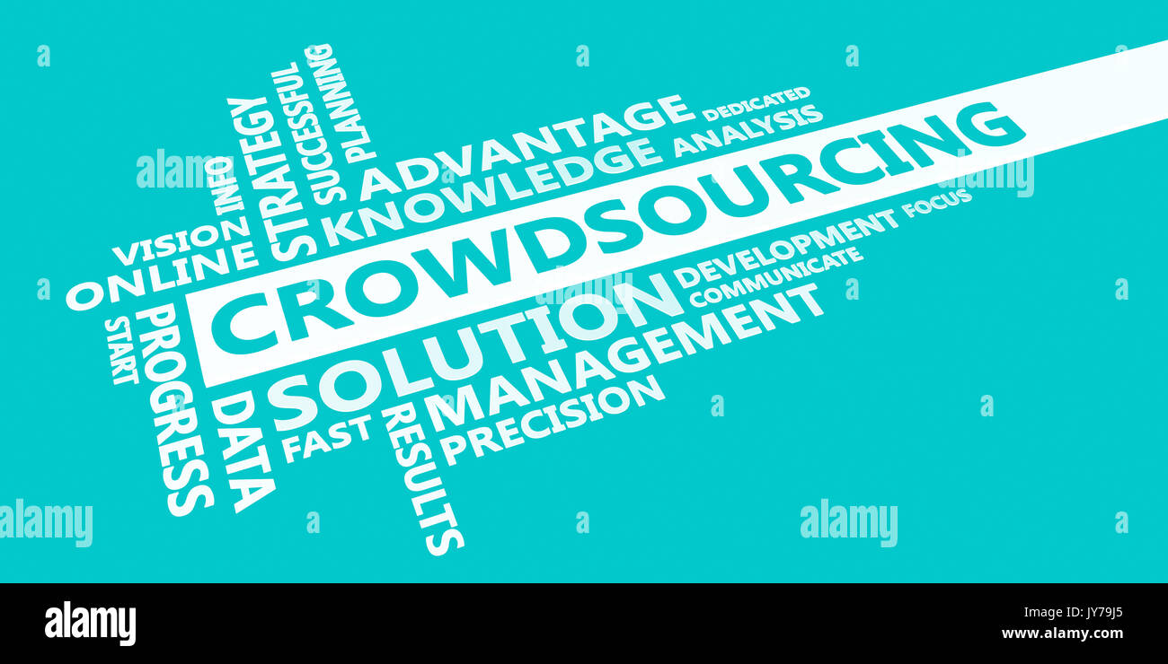 Crowdsourcing Presentation Background in Blue and White Stock Photo - Alamy