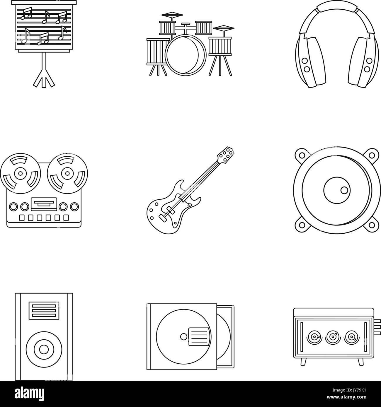 Music stuff icon set, outline style Stock Vector Image & Art - Alamy