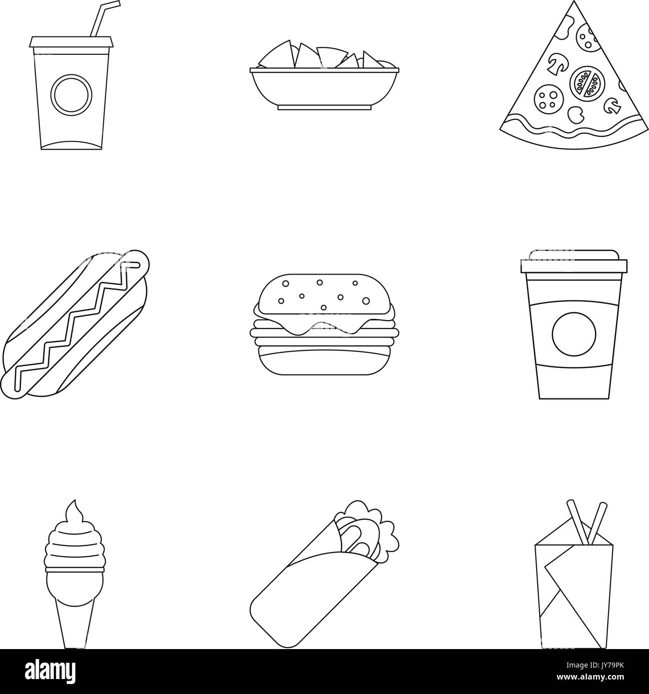 Fast food icon set, outline style Stock Vector Image & Art - Alamy
