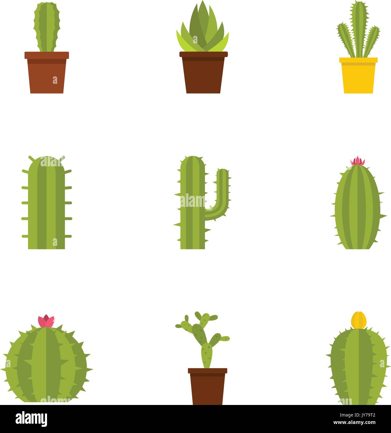 Cactus plant icon set, flat style Stock Vector Image & Art - Alamy