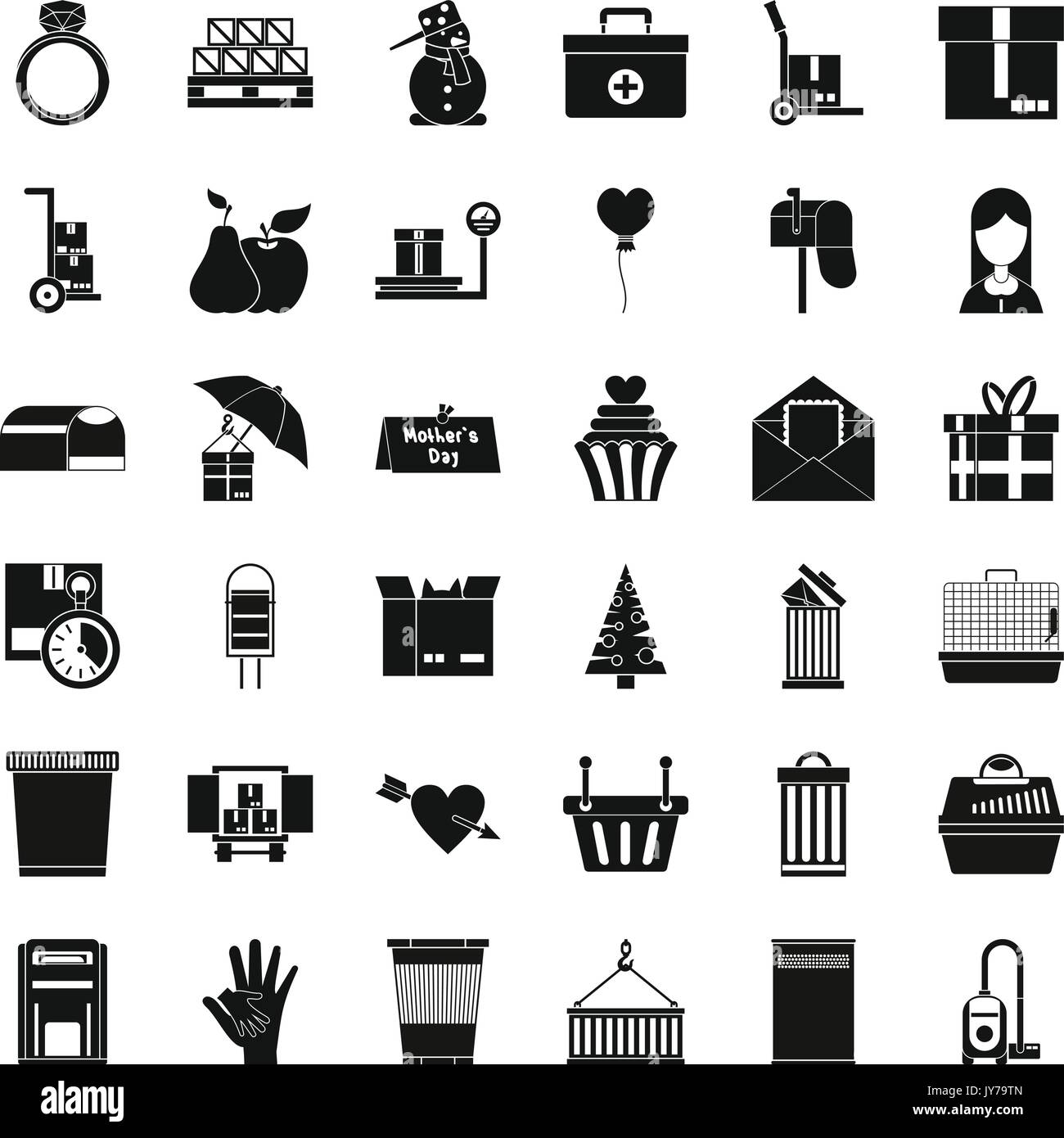 Carton box icons set, simple style Stock Vector Image & Art - Alamy