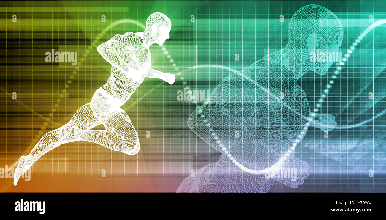 Fitness Training Abstract Background Concept with Man Running Stock ...